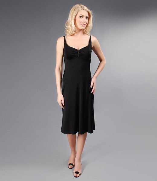 Low-cut dress with crystal strasses applied black - YOKKO