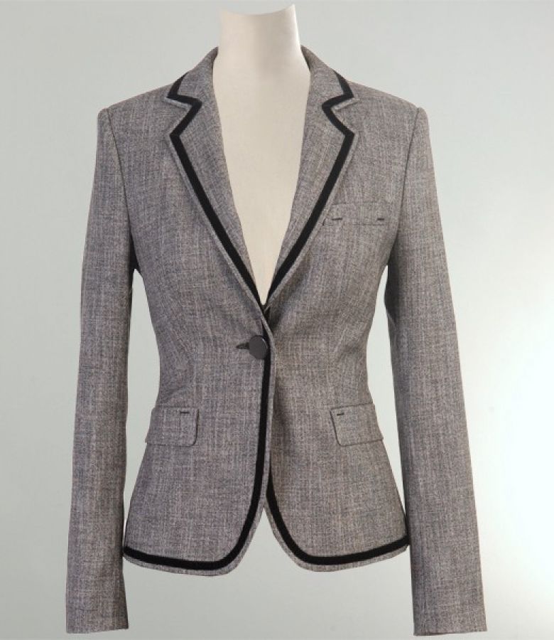 Sacou elegant gri cu aplicatie catifea grey - YOKKO