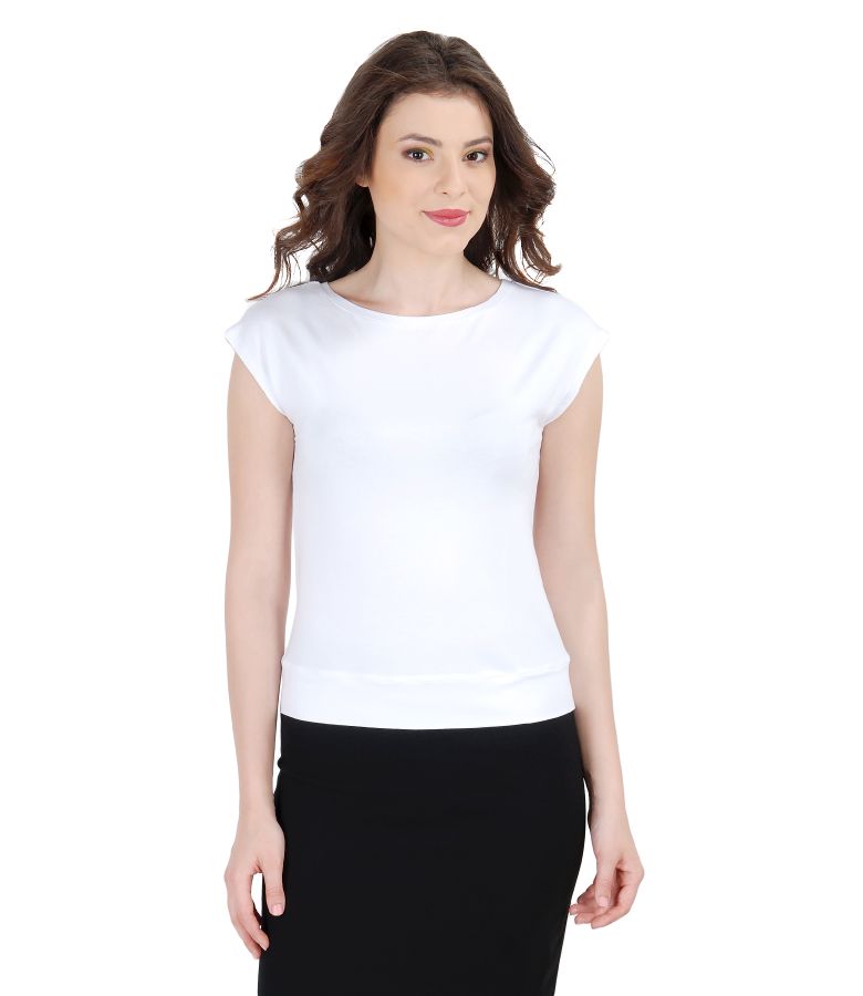 Jersey t-shirt with cap sleeves white - YOKKO