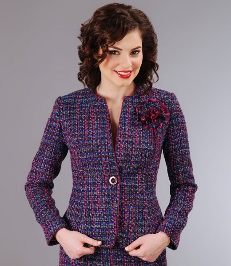 Sacou din bucle multicolor cu fir mov multicolor - mov - YOKKO