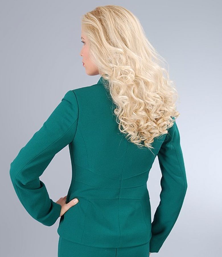 Green office jacket with decorative stitches green - YOKKO