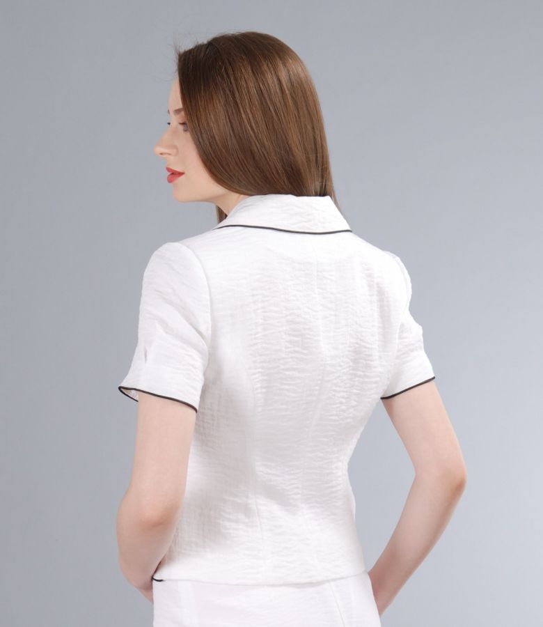 White crepe viscose jacket with contrast lining white - YOKKO
