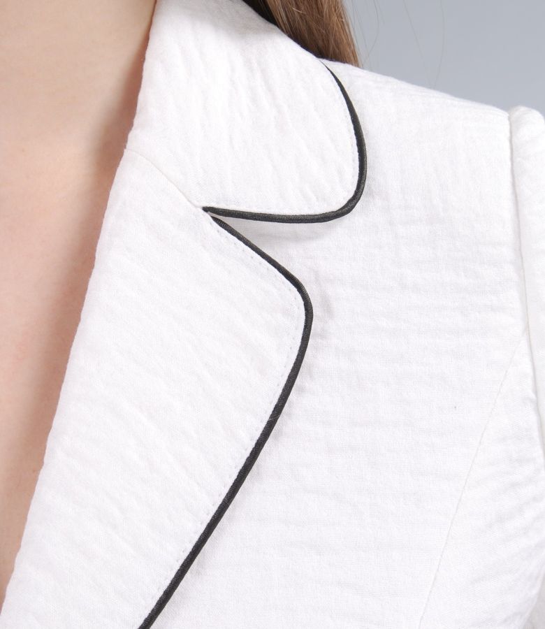 White crepe viscose jacket with contrast lining white - YOKKO