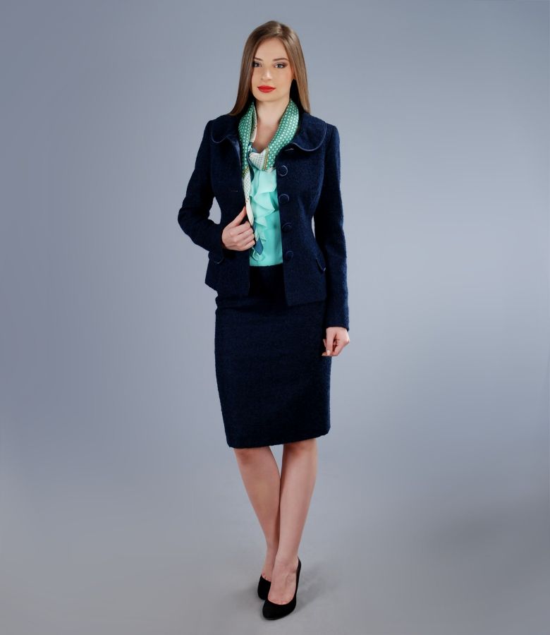 Dark blue loops outfit with wool and alpaca - YOKKO