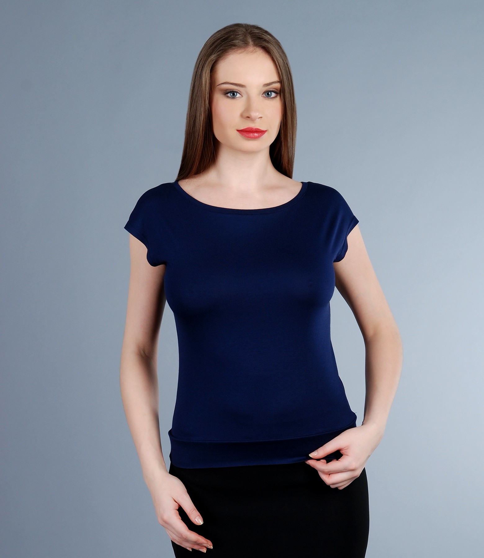 Jersey t-shirt with cap sleeves blue - YOKKO