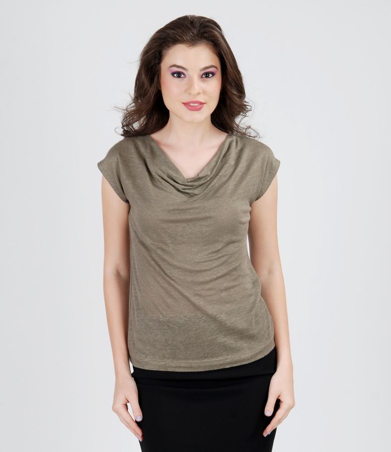 Flax jersey t-shirt beige - YOKKO