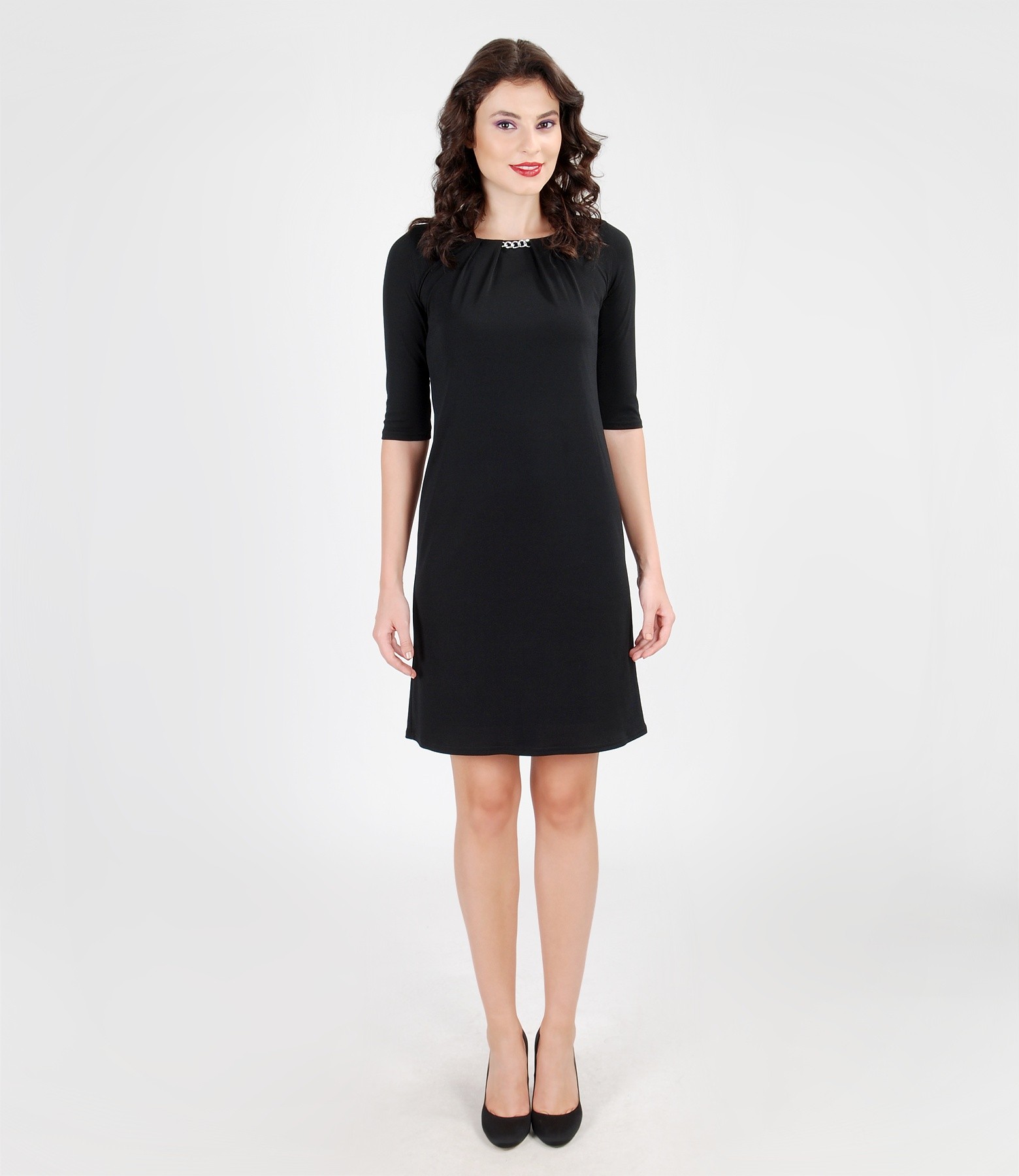 Jersey dress with pleats black - YOKKO