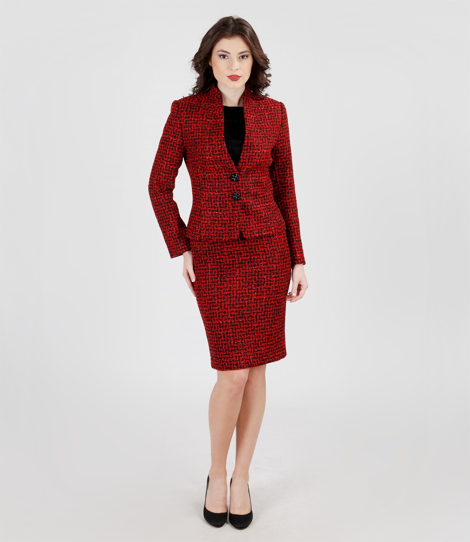 Office outfit from multicolored loops with wool and cotton - YOKKO