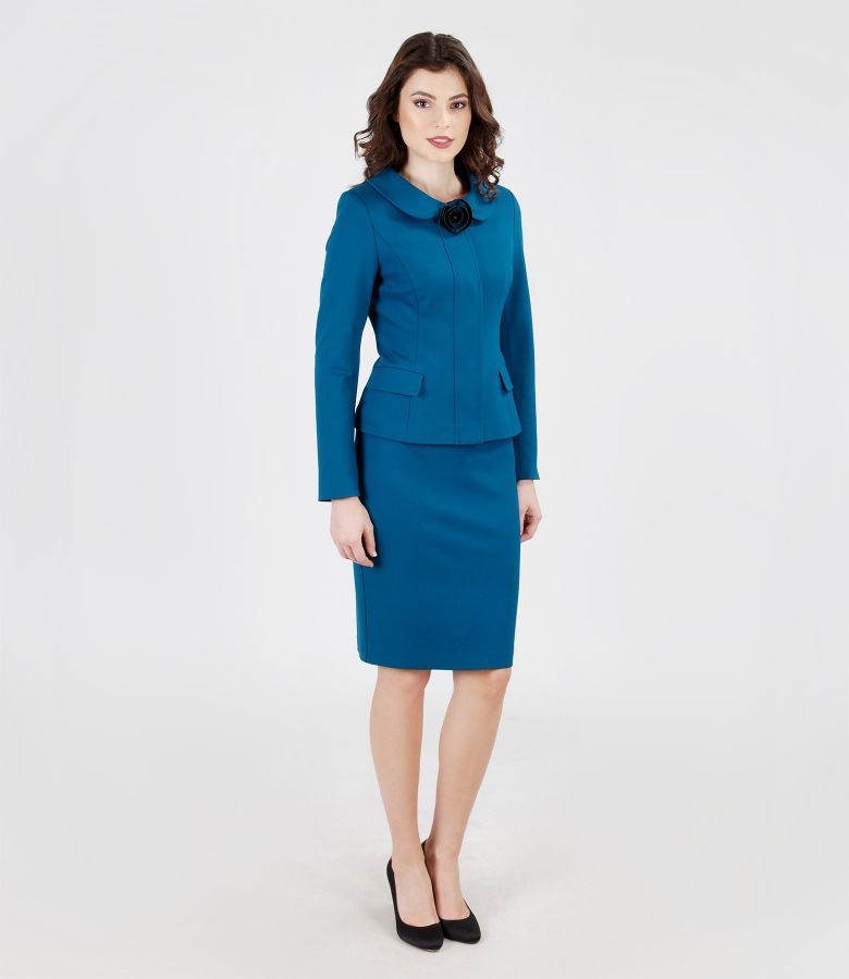 Office Outfit From Thick Elastic Jersey With Flower Yokko