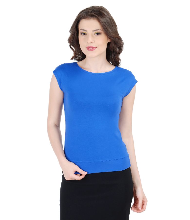 Jersey t-shirt with cap sleeves safire blue - YOKKO