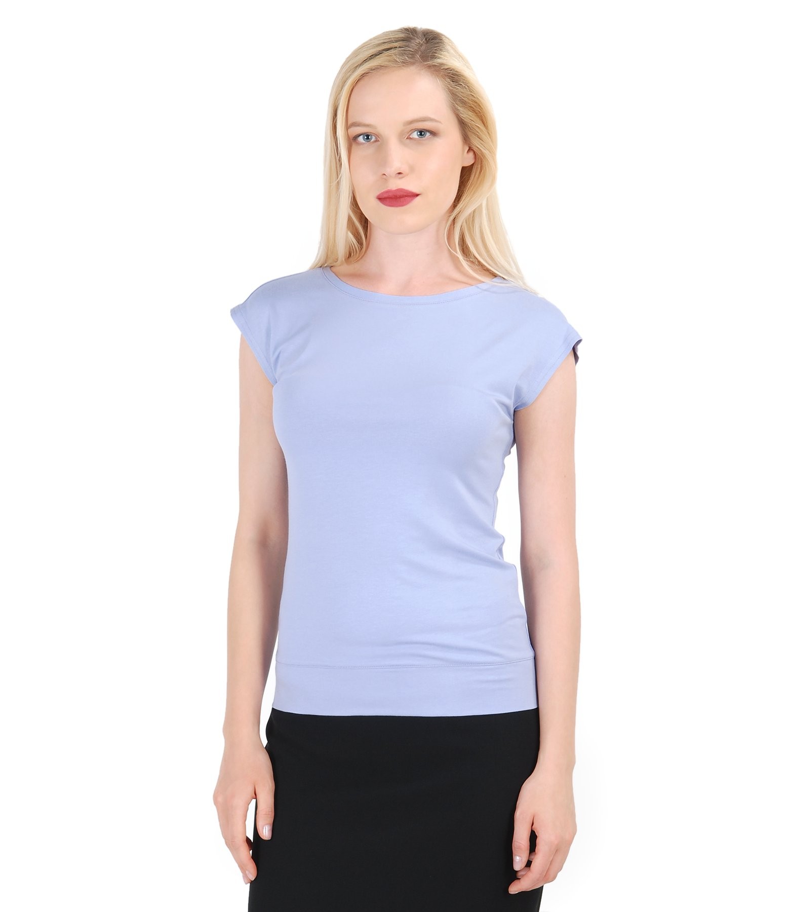 Jersey t-shirt with cap sleeves lilac - YOKKO