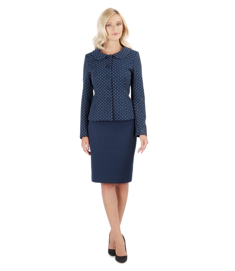 Textured elastic cotton women office suit - YOKKO