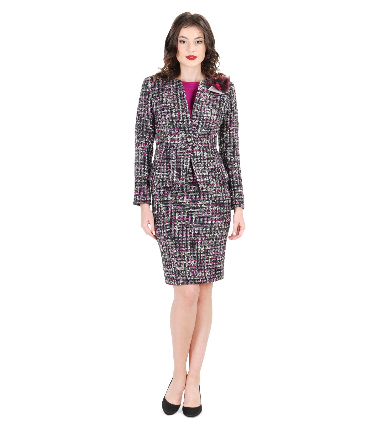Office outfit from multicolor loops with wool - YOKKO