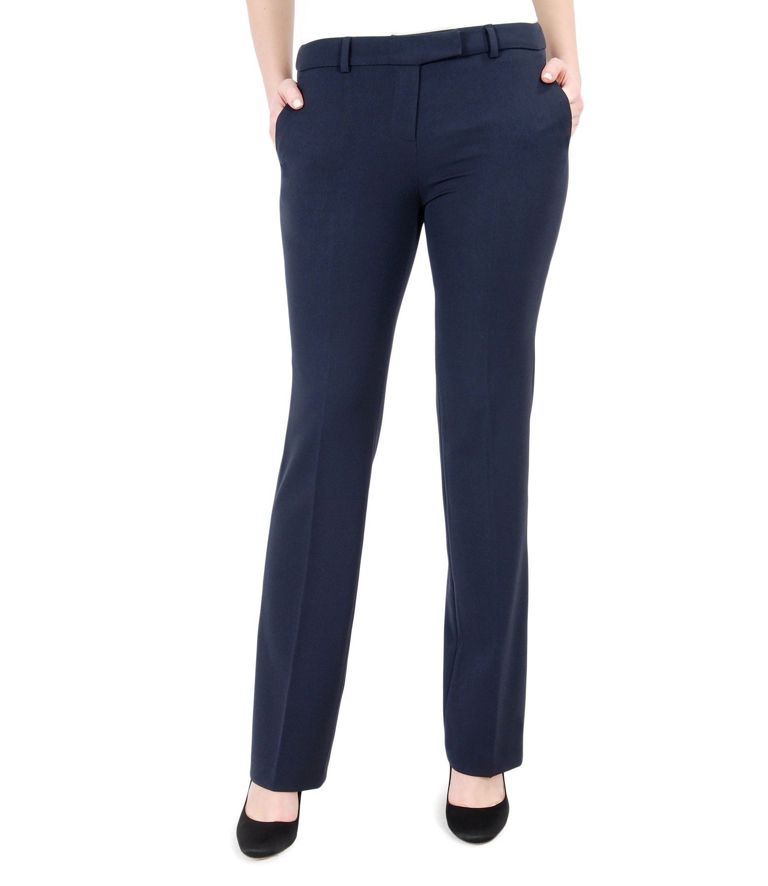 Elastic fabric office pants with pockets dark blue - YOKKO