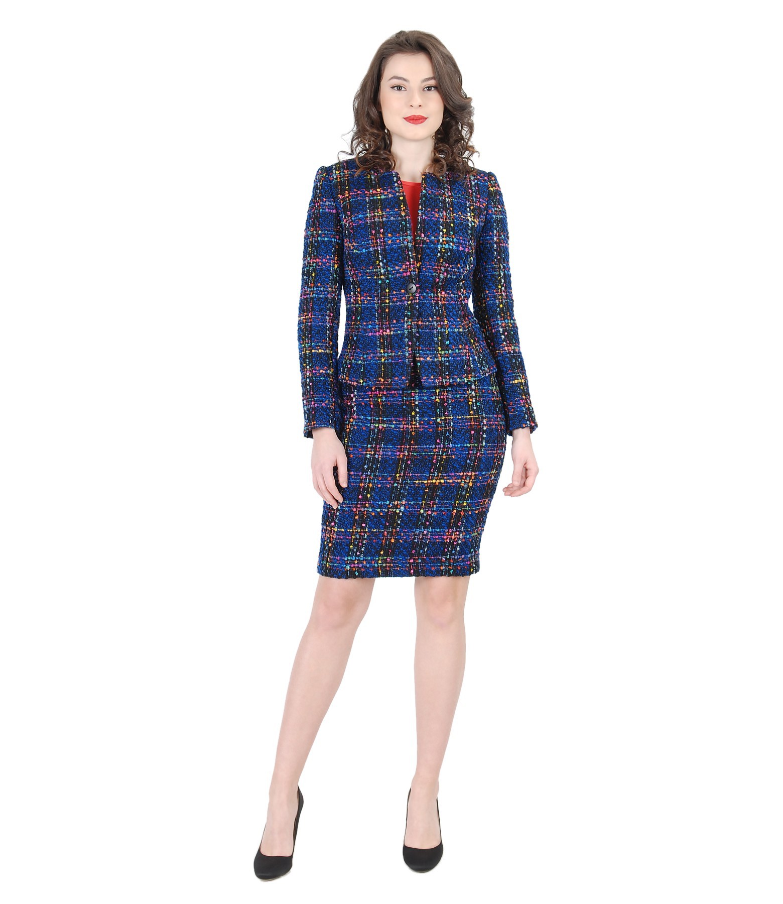 Office women suit with multicolor wollen lopps - YOKKO