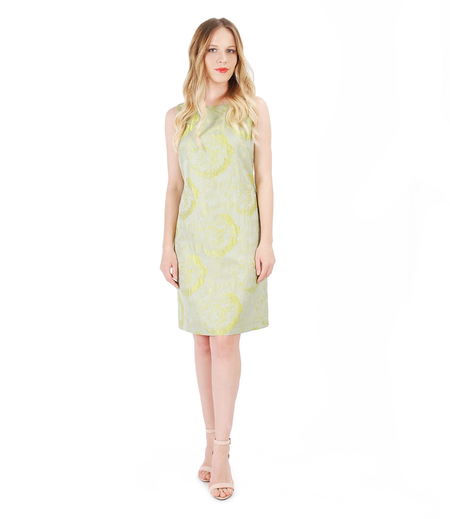 Elegant dress with floral motifs green - YOKKO