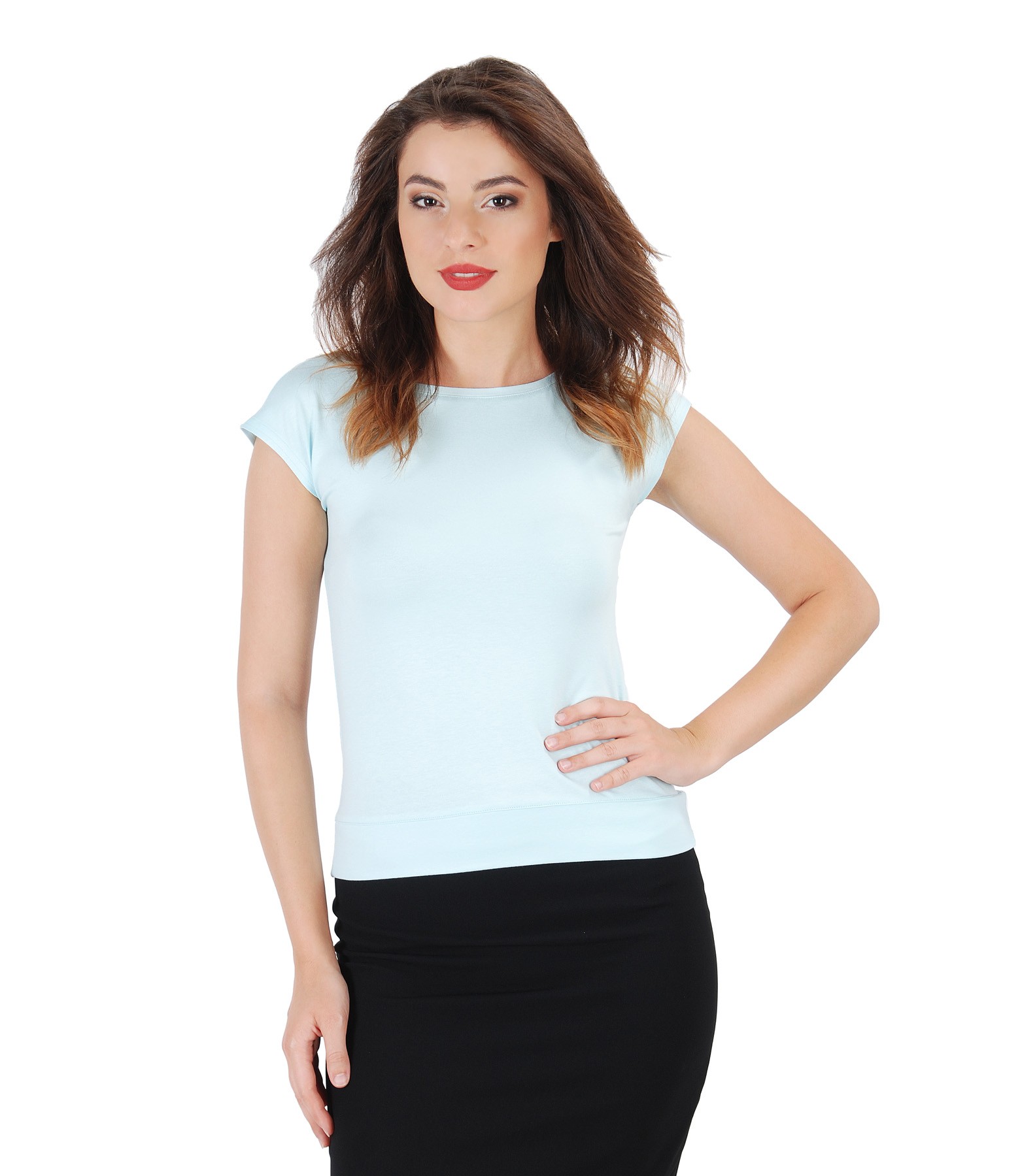 Jersey t-shirt with cap sleeves water green - YOKKO