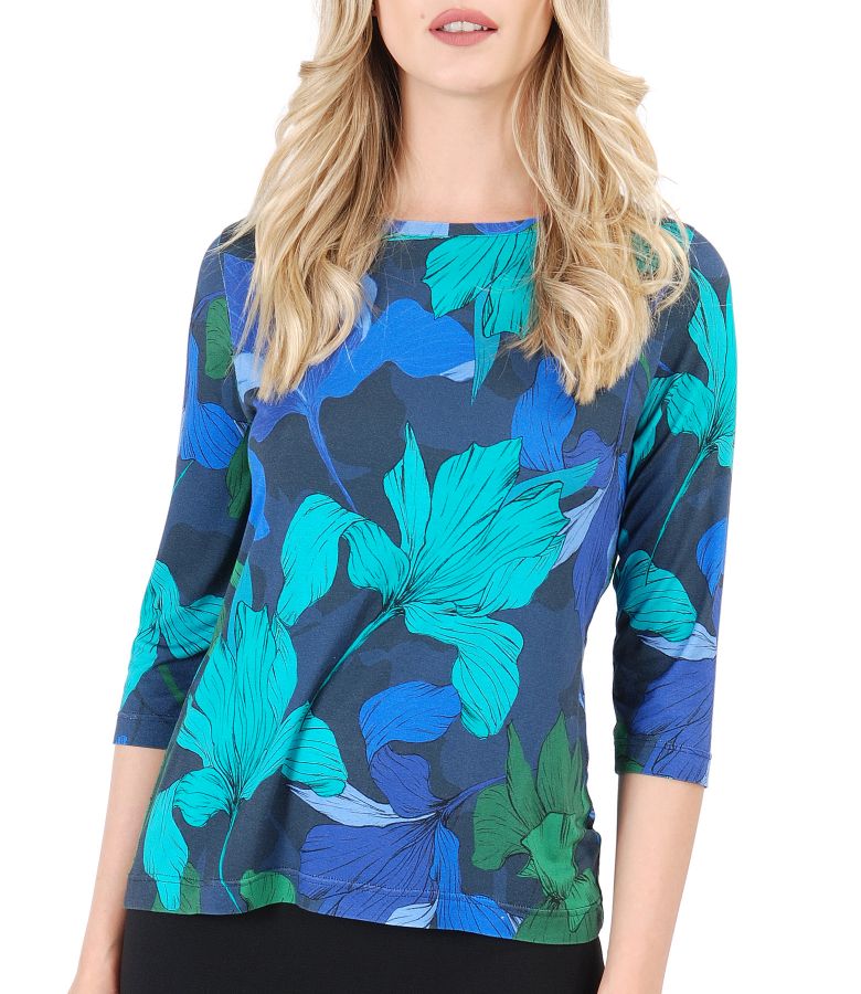 Jersey blouse with floral print print - YOKKO