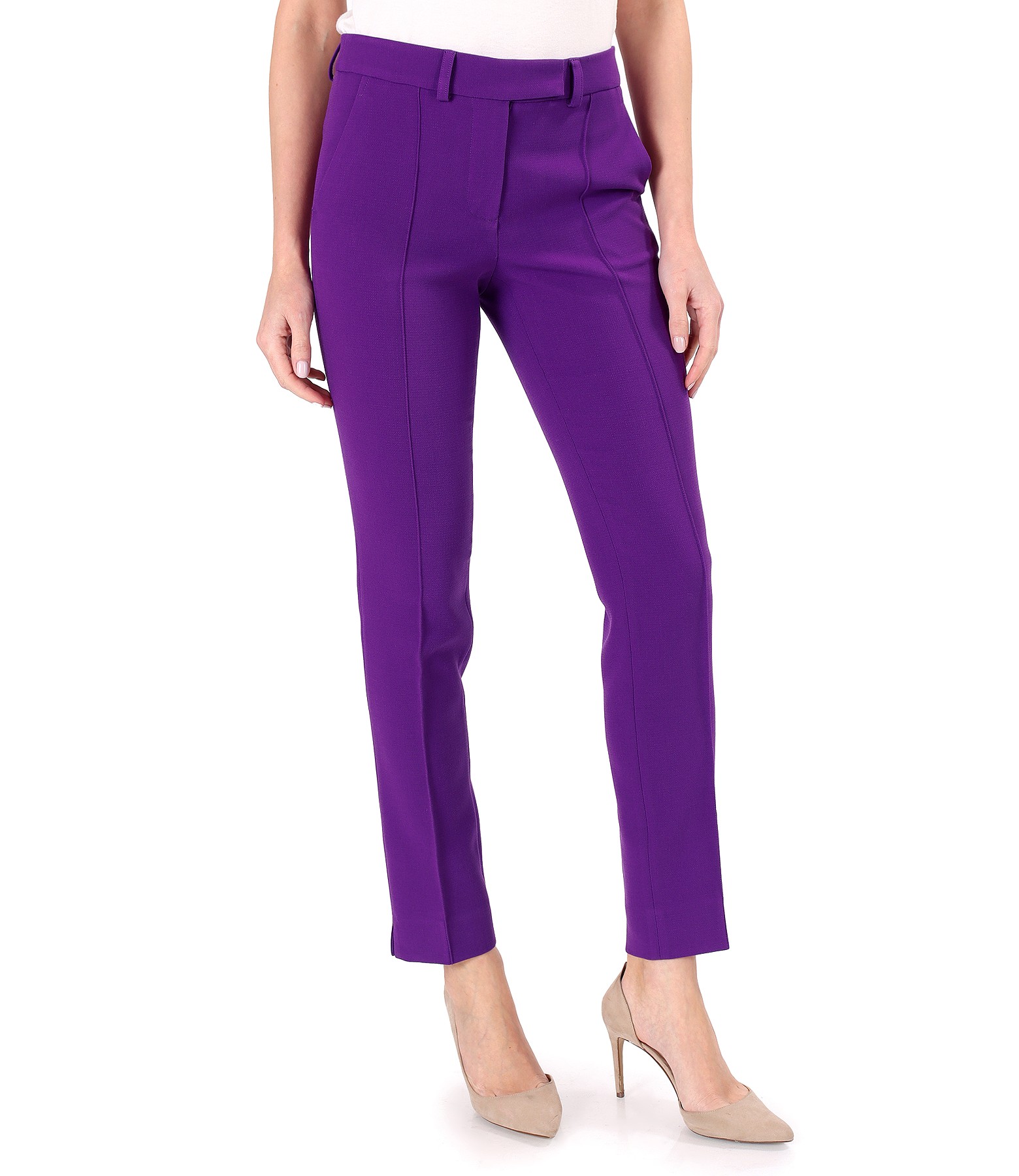 Tapered trousers in stretch fabric purple - YOKKO