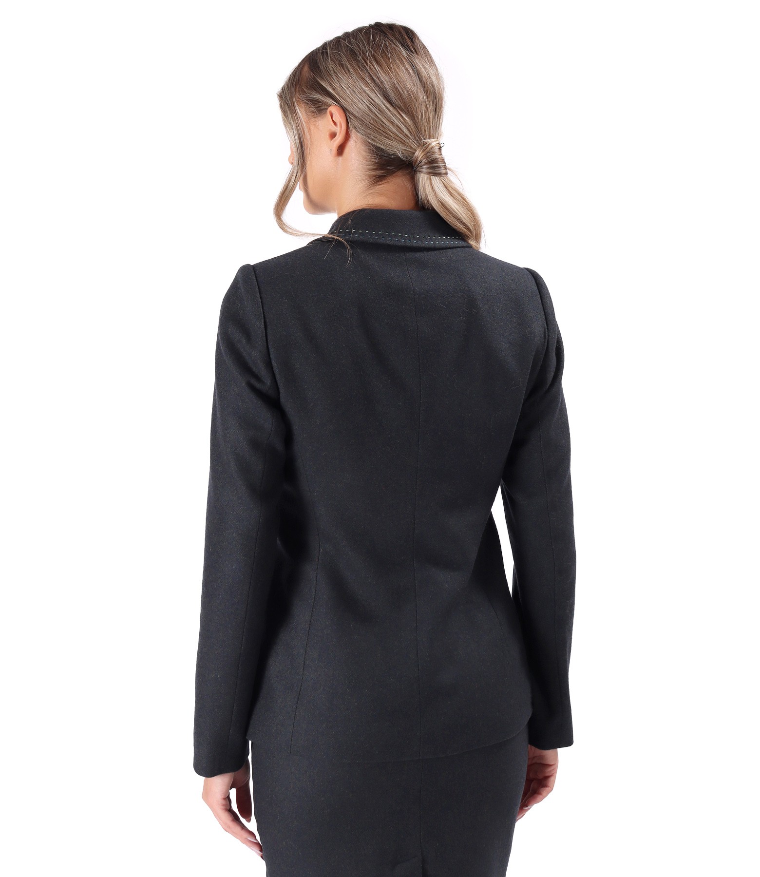 Office jacket in wool-blend fabric green grey - YOKKO